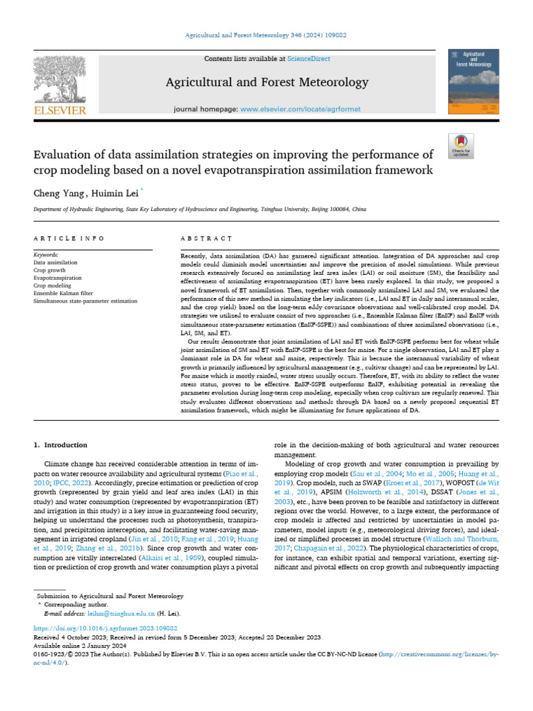 Evaluation of Data Assimilation Strategies on Improving t 2024 ...