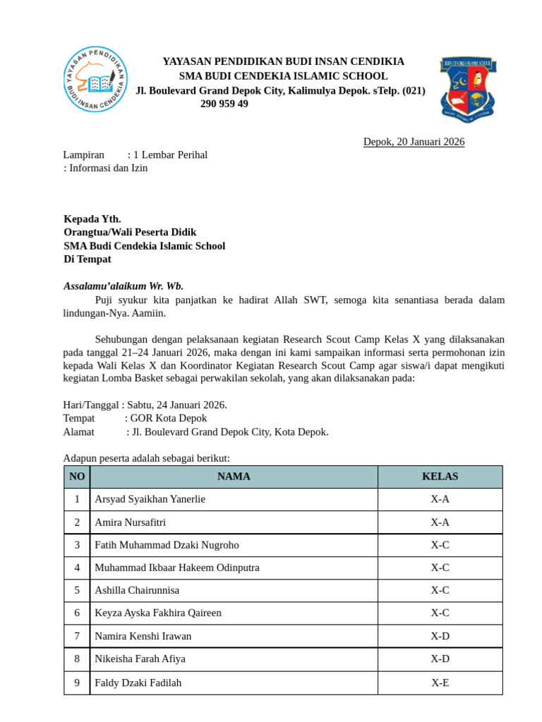 Surat Izin Research Scout Camp | PDF