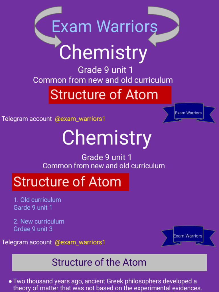 Grade 9 Chemistry: Structure of Atom | PDF | Atoms | Atomic Nucleus