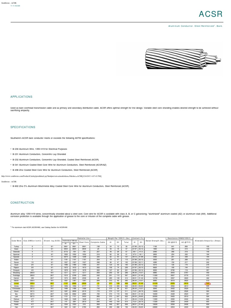 Southwire - ACSR | PDF | Building Materials | Electrical Wiring