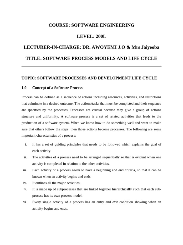 Software Eng 200L Week 2 | PDF | Software Development Process | Agile ...