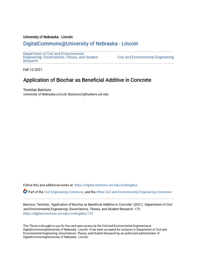 Biochar as Concrete Additive Study | PDF | Pyrolysis | Concrete