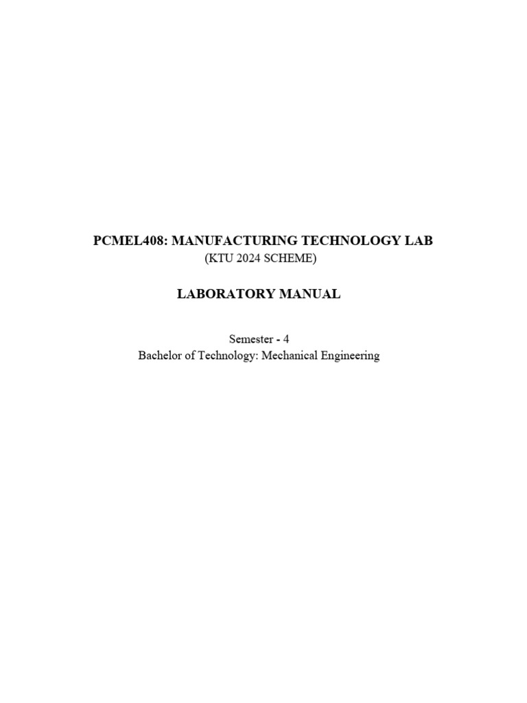 Manufacturing Technology Lab Manual | PDF | Gear | Circle