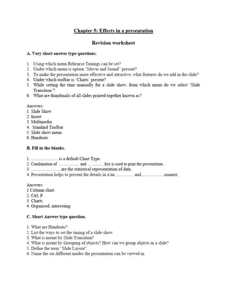 Chapter 5 Computer Worksheet 114239 | PDF