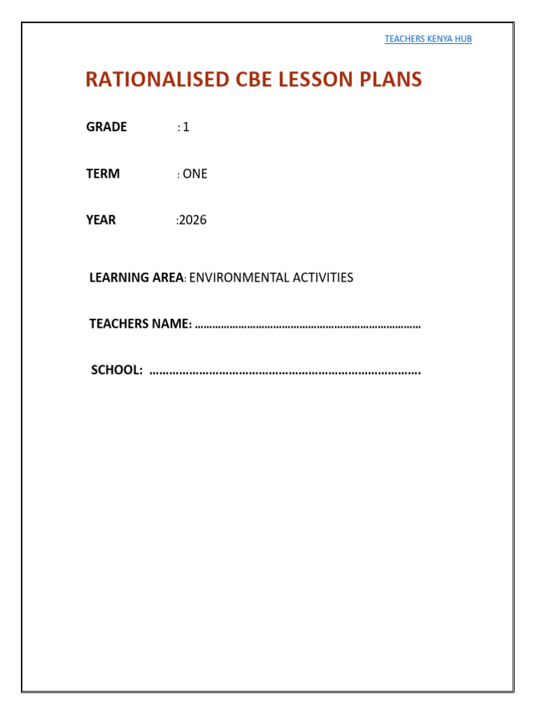 Grade 1 Environmental Hygiene Lesson Plans | PDF | Learning | Curriculum