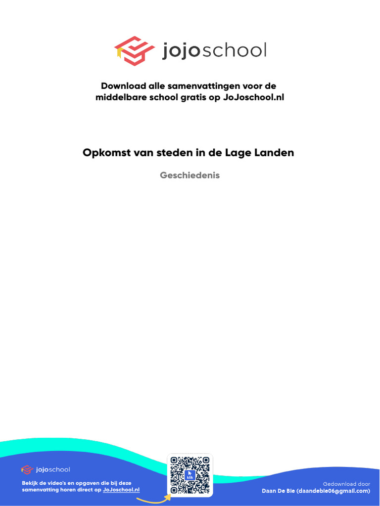 Samenvatting Opkomst Van Steden in de Lage Landen - Geschiedenis | PDF