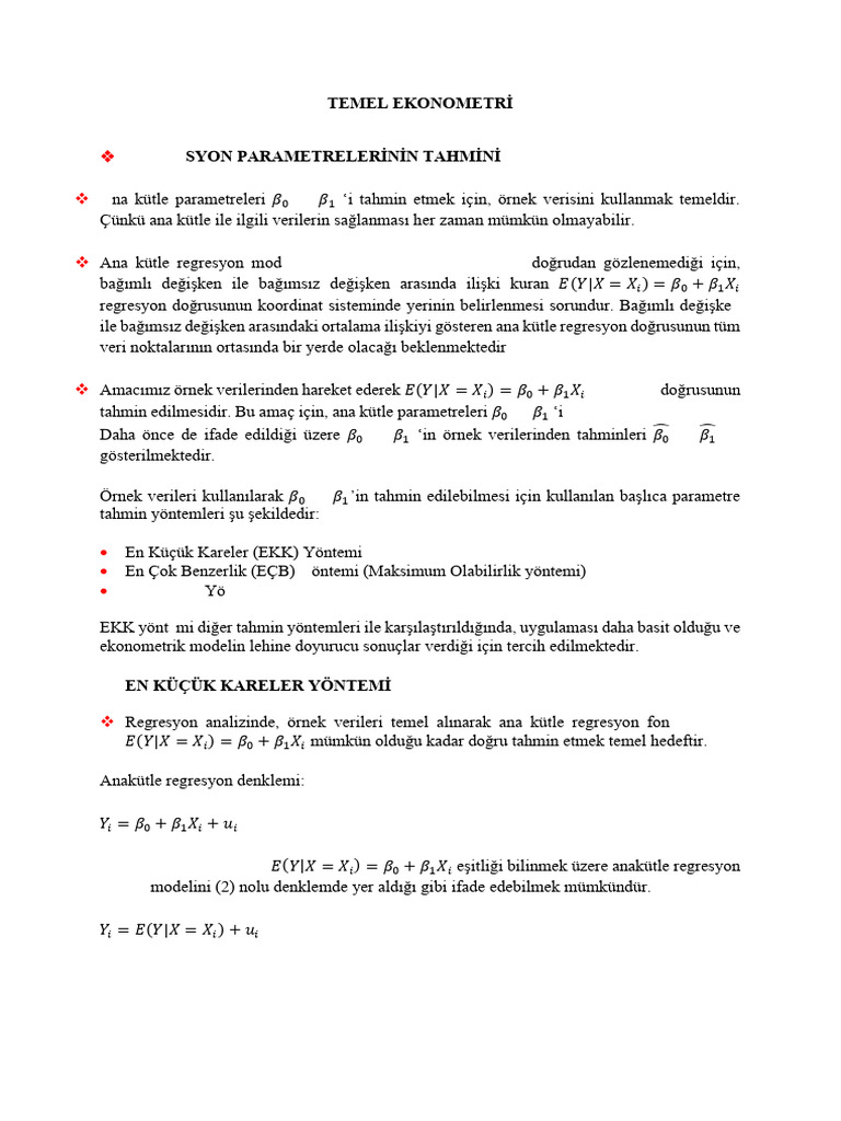 Temel Ekonometri Hafta 3 | PDF