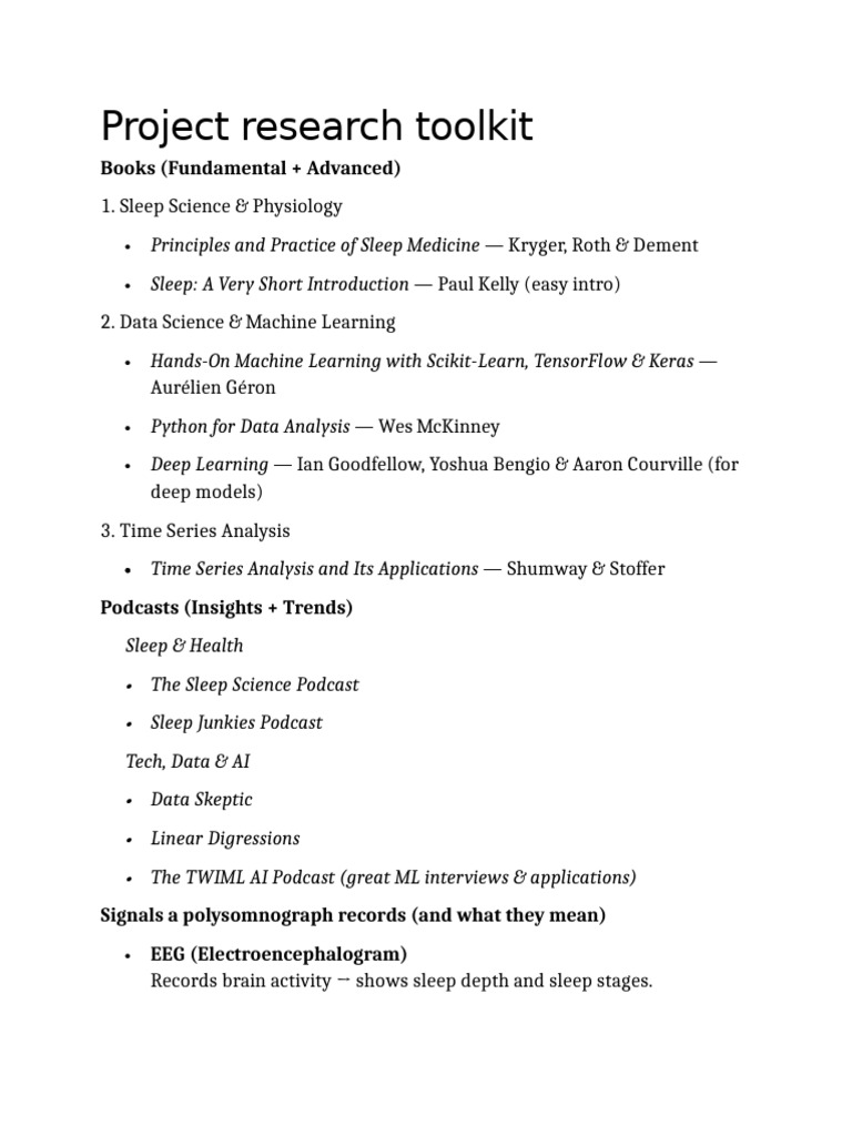 Essential Research Toolkit for Sleep Science | PDF