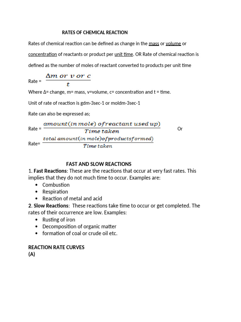 Chemical Reaction Rates Explained | PDF | Reaction Rate | Chemical ...