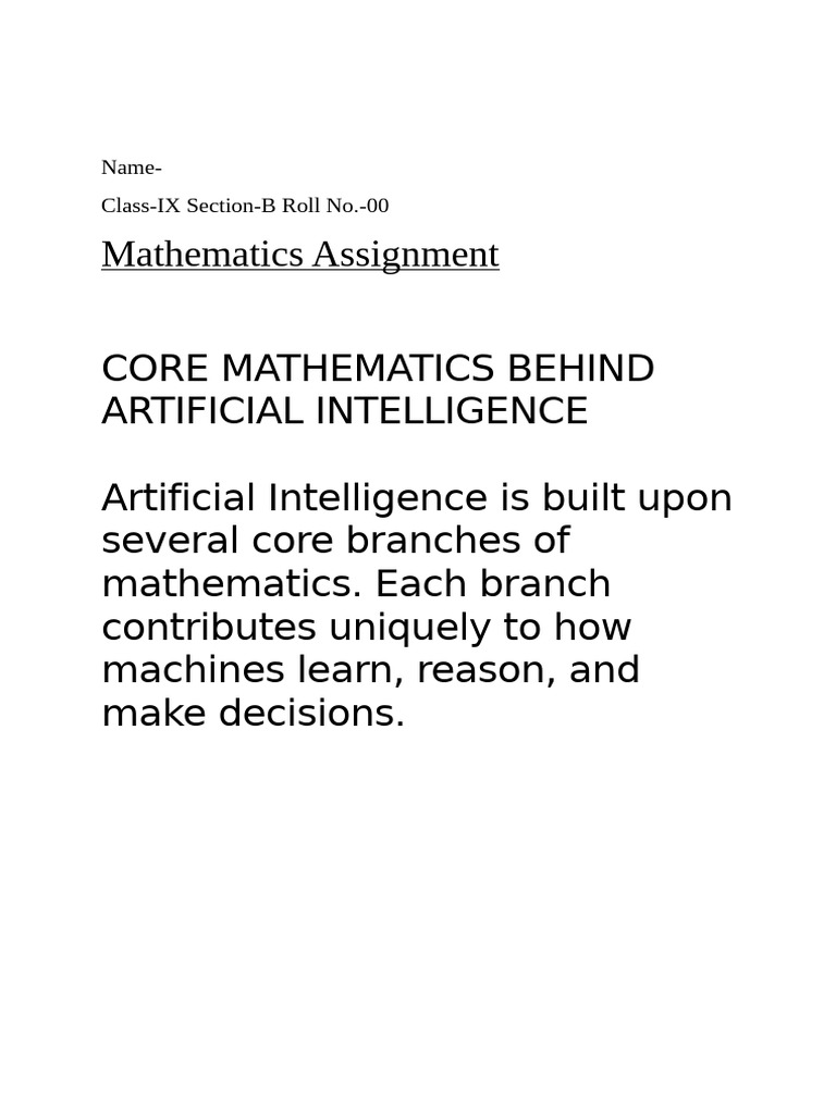 Core Math in Artificial Intelligence | PDF | Artificial Intelligence ...