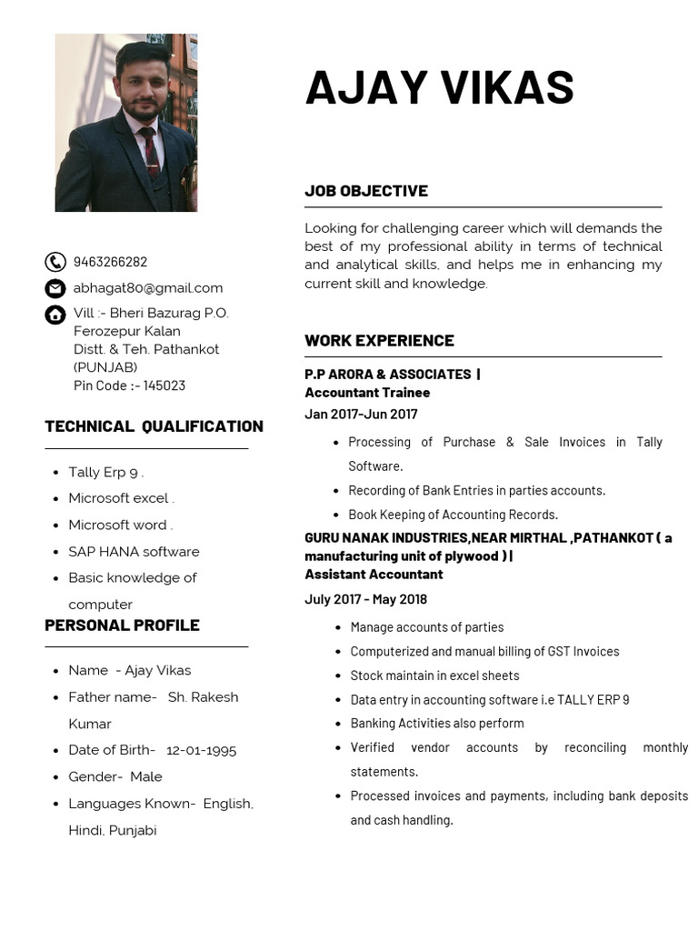 Ajay Cv Updated | PDF | Bookkeeping | Accounts Payable