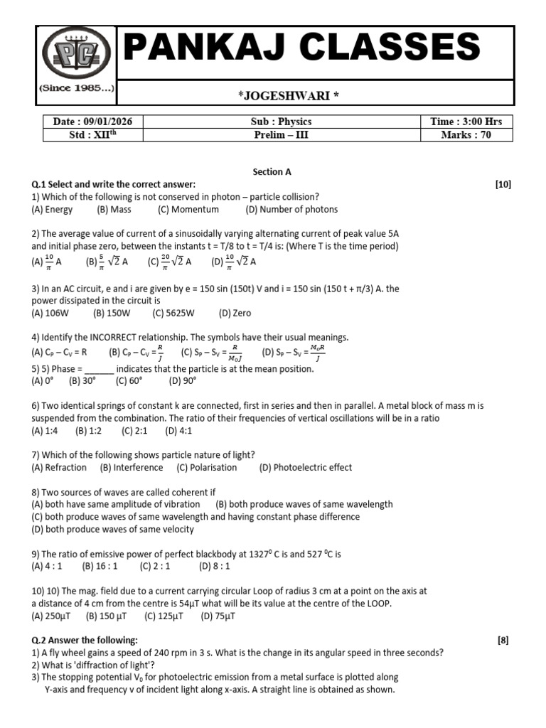 Physics - III | PDF | Waves | Capacitance