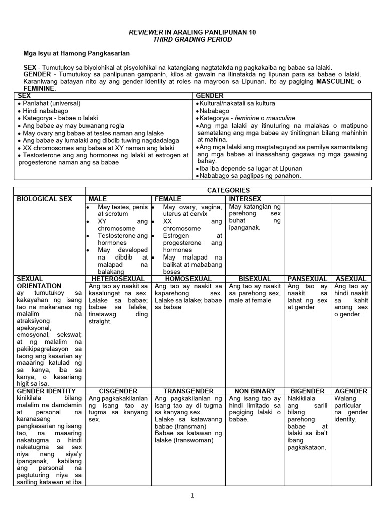 Reviewer Grade 10 3rd Quarter 25 26 | PDF