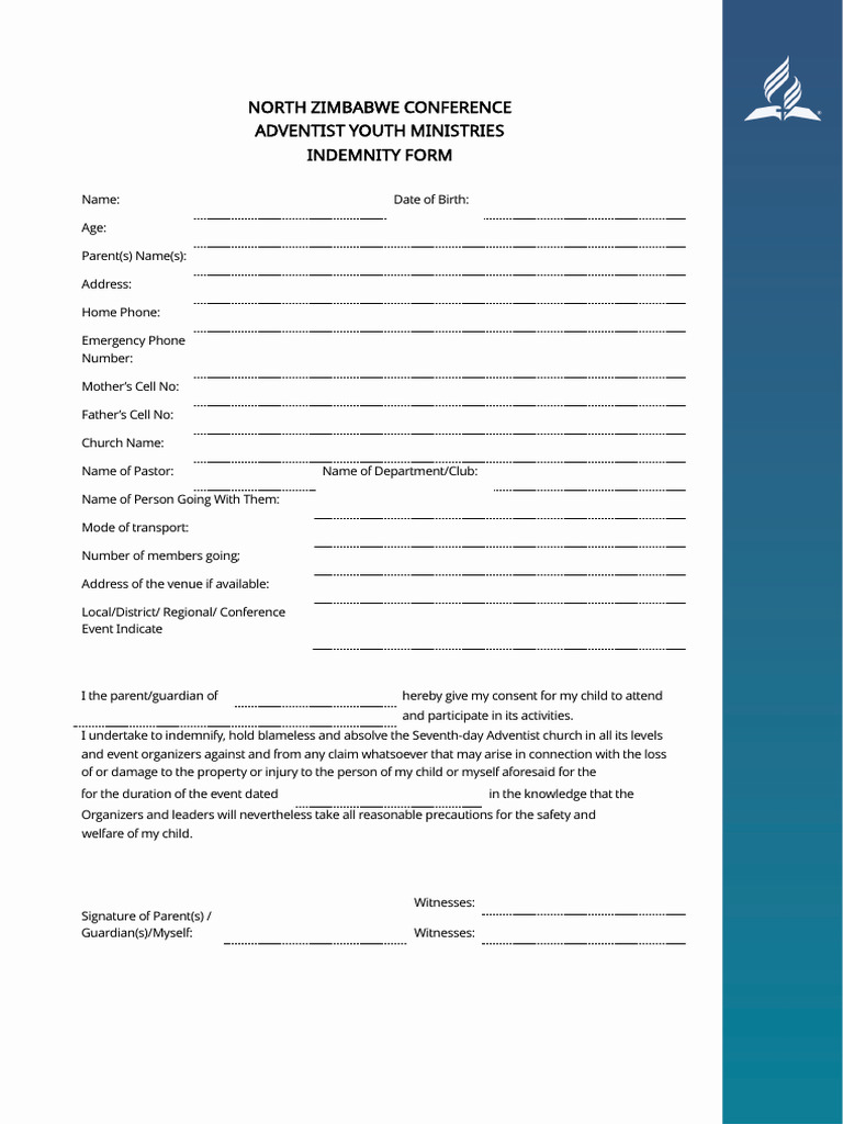 Nzc - Ay Indemnity Form | PDF