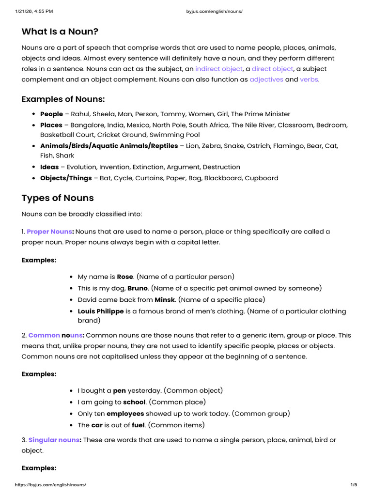 Byjus.com English Nouns | PDF | Noun | Adjective