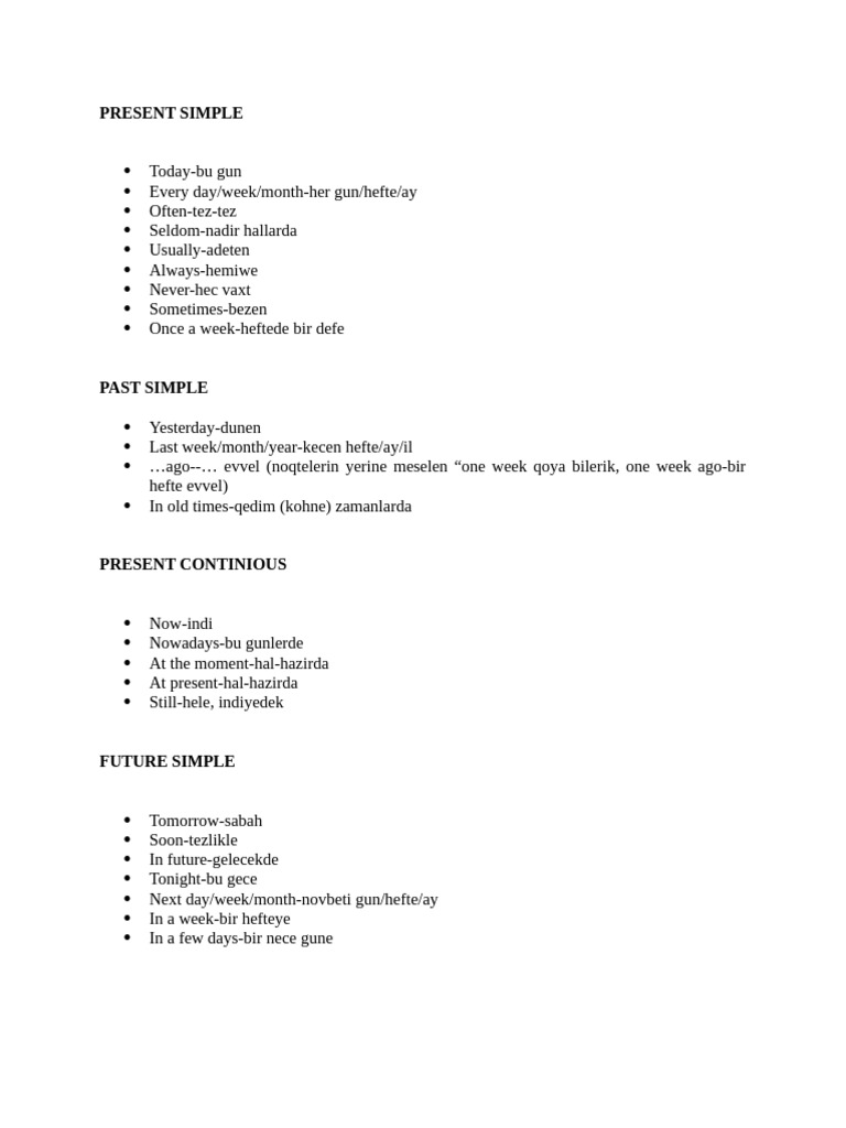 English Tenses and Time Expressions | PDF