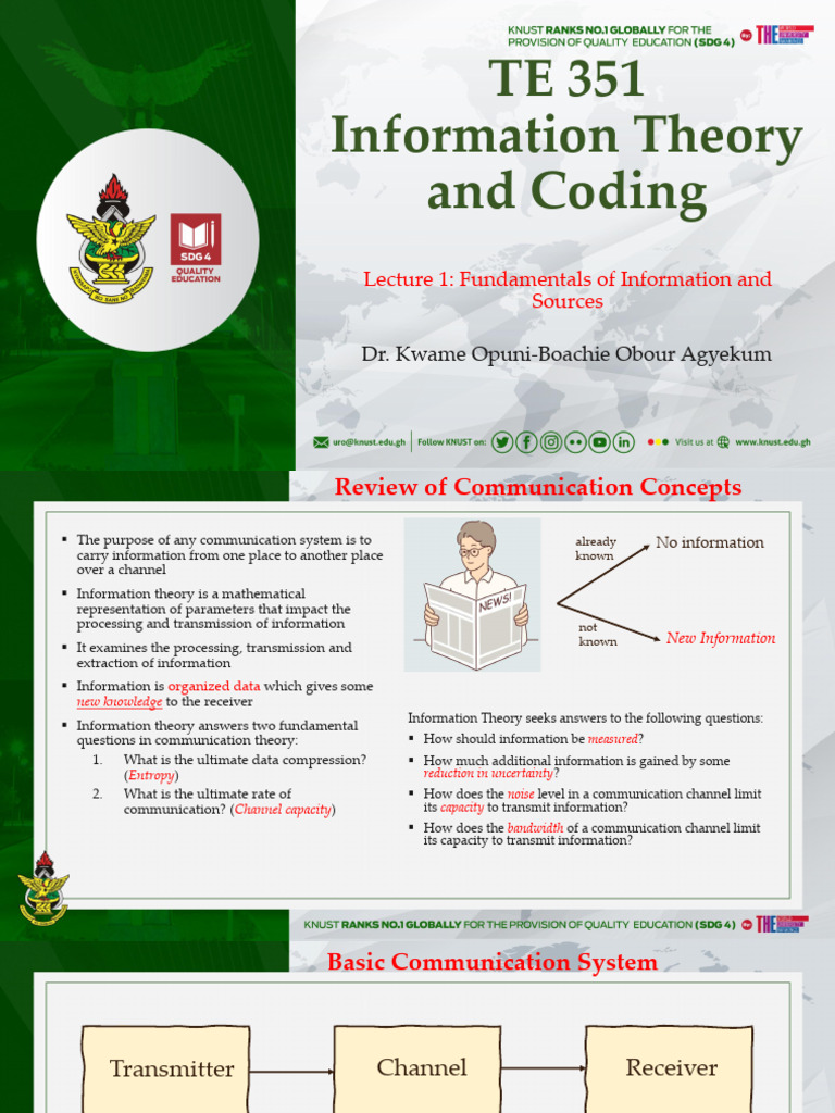 Information Theory Fundamentals Overview | PDF | Information ...