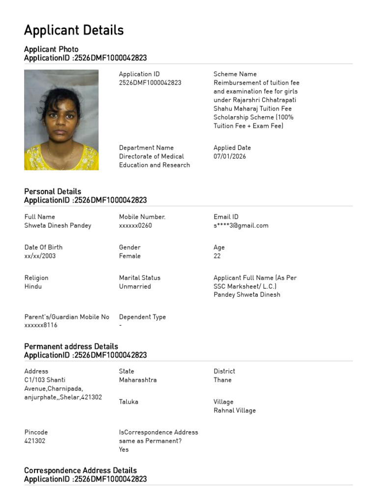 Maha Dbt Scholarship | PDF