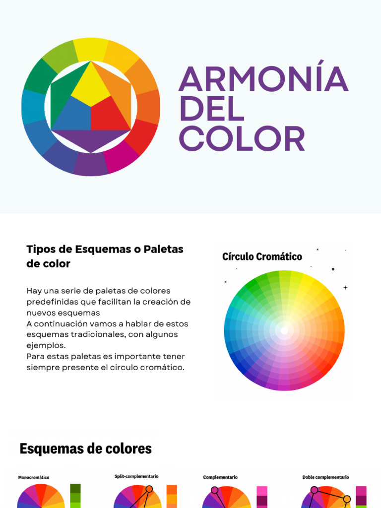 Armonía Del Color Tipos de Esquemas o Paletas de Colores. | PDF | Color | Matiz