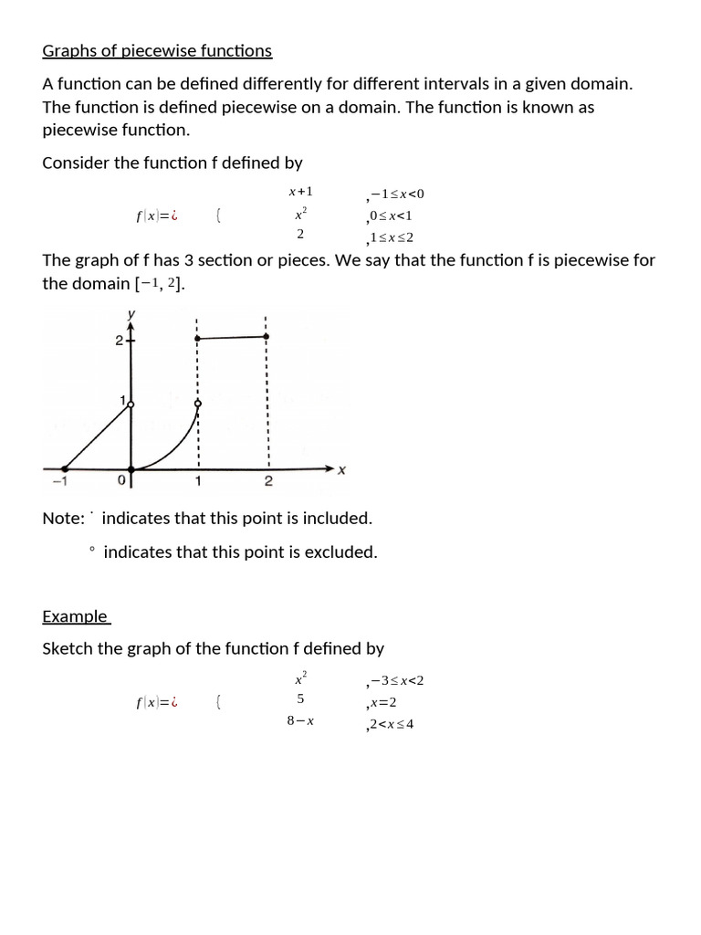 Graphs of Piecewise Functions | PDF | Function (Mathematics ...