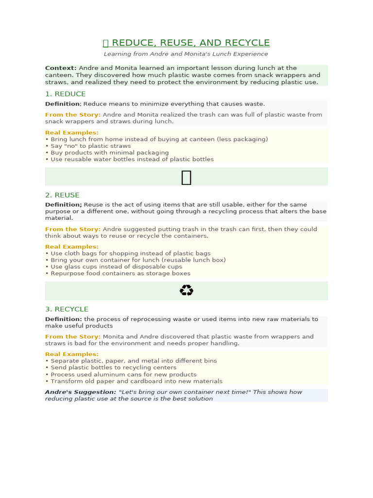 Reduce, Reuse, Recycle: Eco Tips | PDF