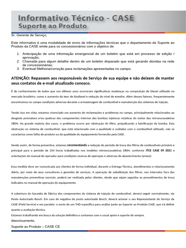 Comunicado Casece Bba Injetora580n25082021 | PDF | Qualidade (negócios) | Biodiesel