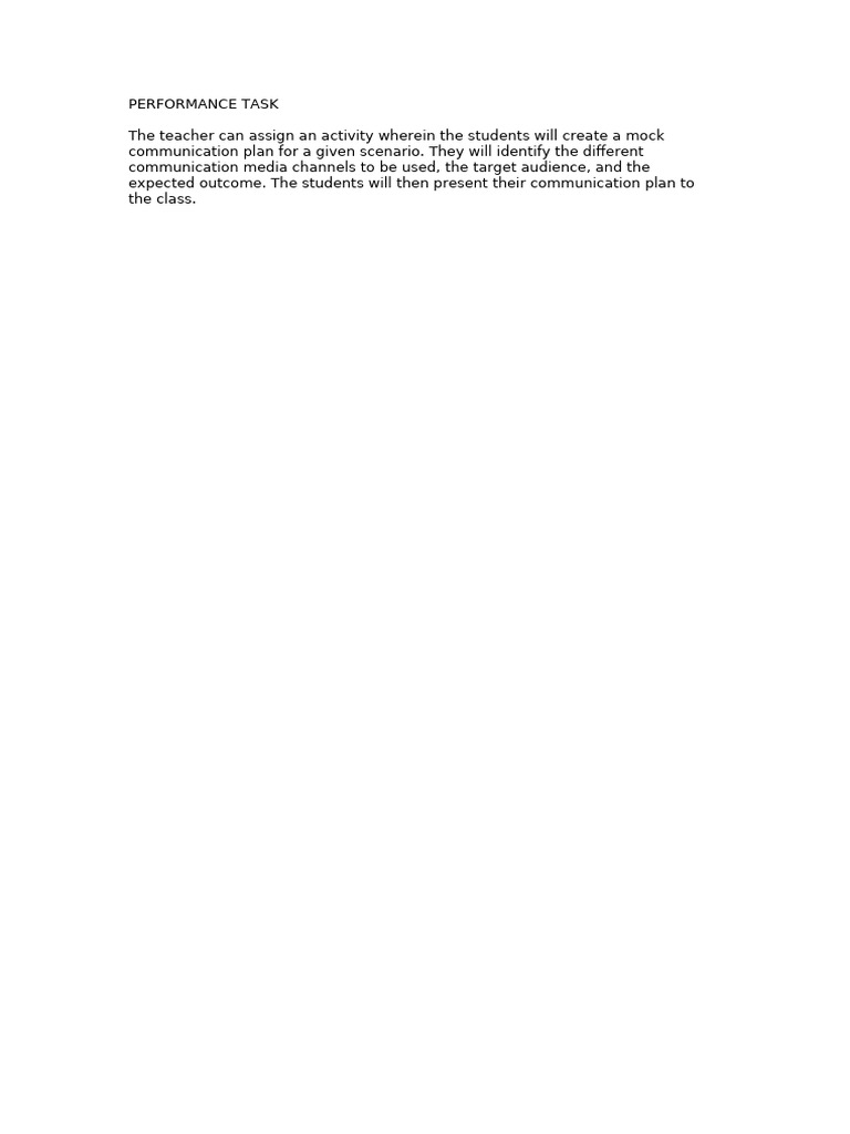 Mock Communication Plan Activity | PDF