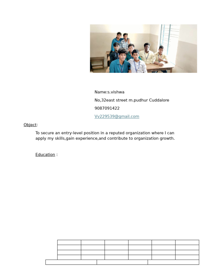 Entry-Level Job Application - S. Vishwa | PDF