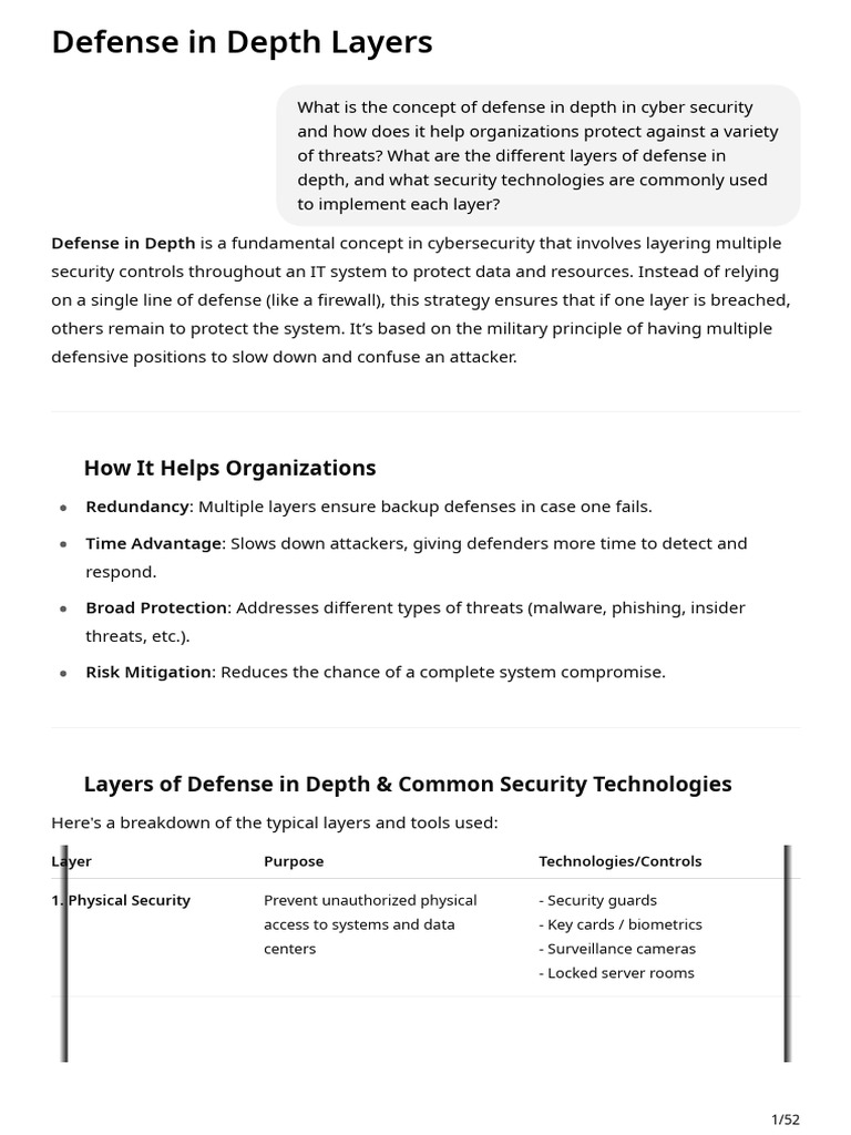 Understanding Defense in Depth Layers | PDF | Key (Cryptography ...