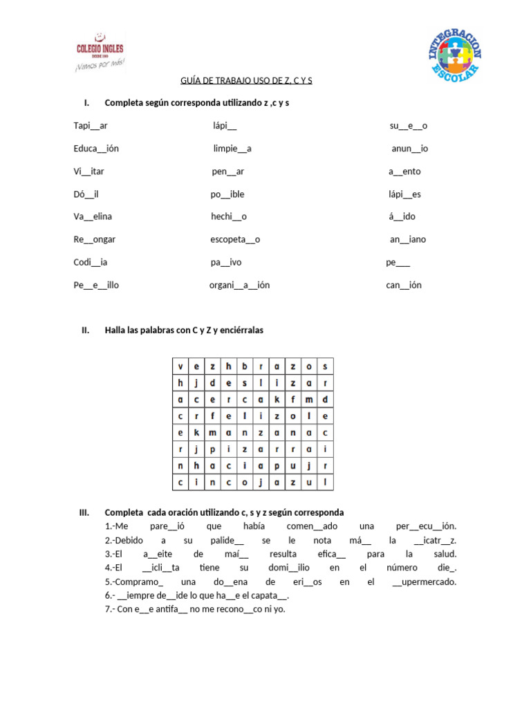 Guía de Uso de Z, C y S en Español | PDF