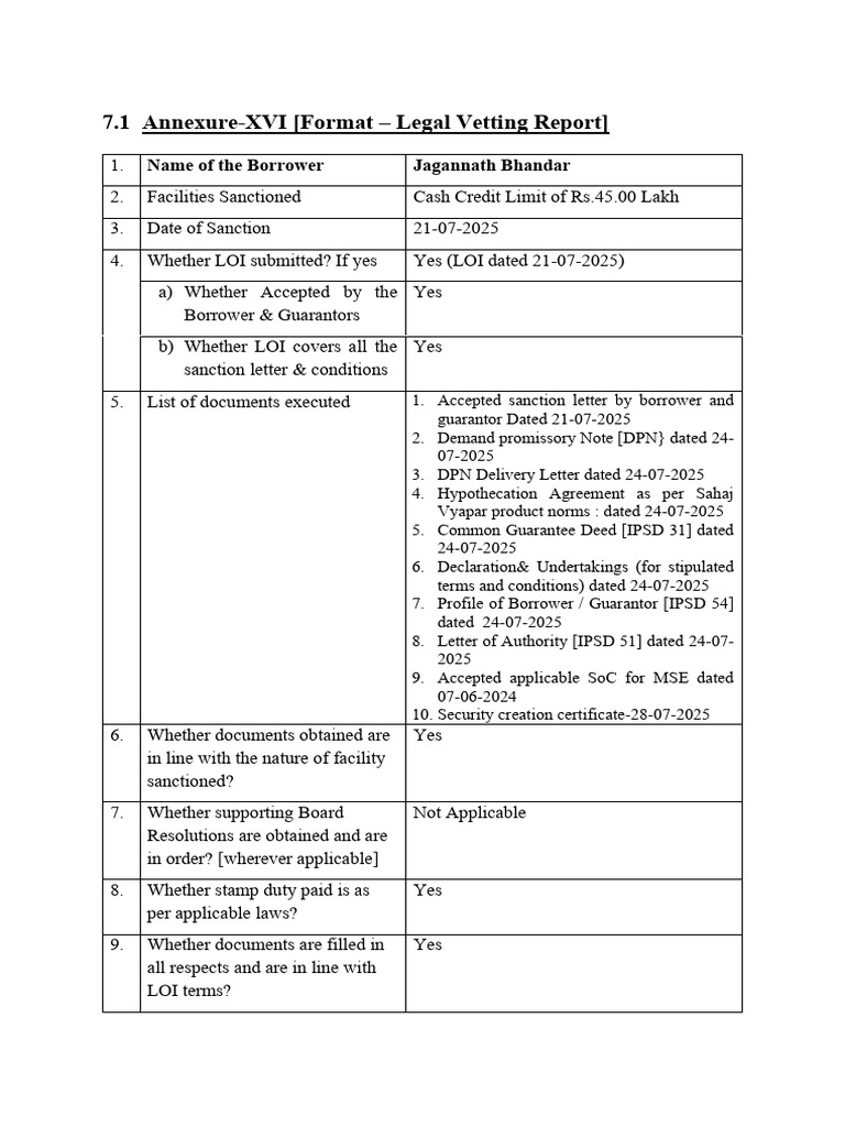Legal Vetting Report for Jagannath Bhandar | PDF