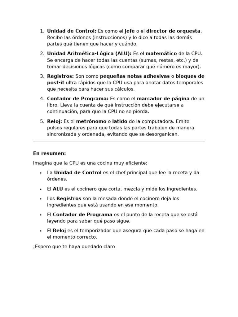 Componentes Clave de la CPU Explicados | PDF
