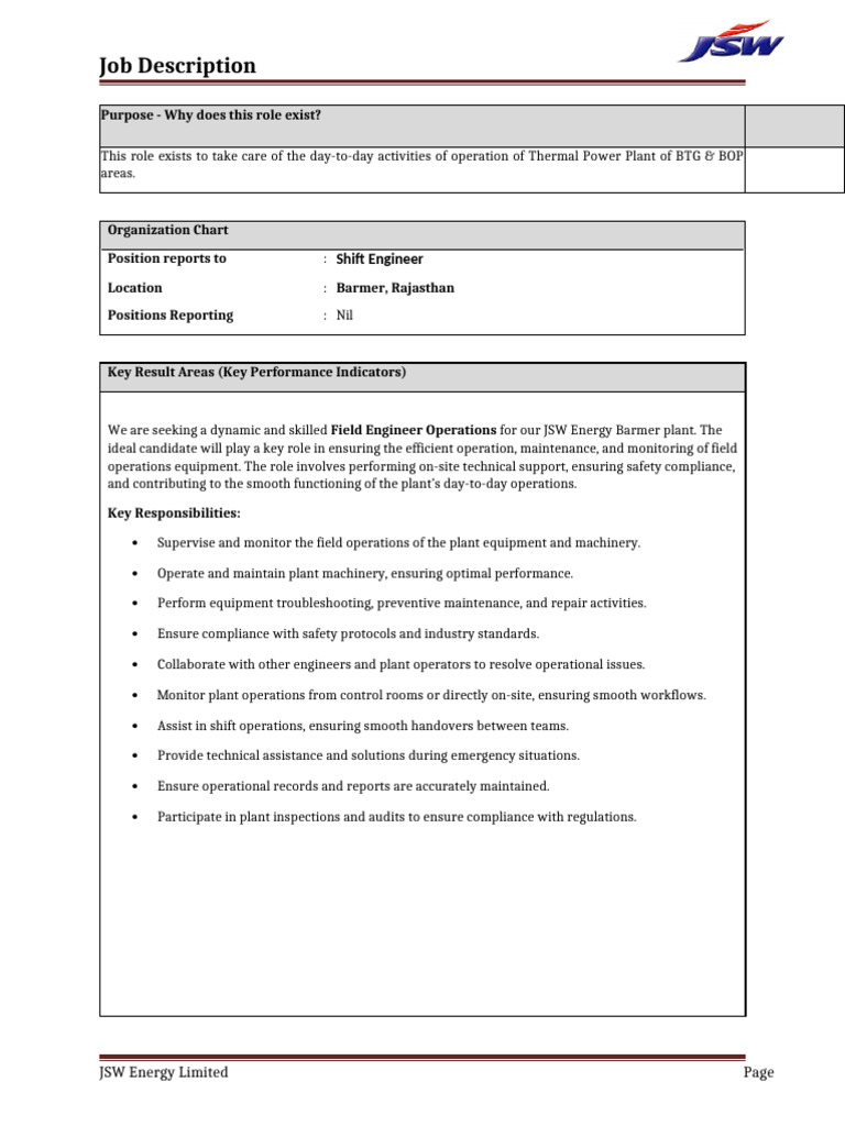 JD FieldEngineer.docx | PDF | Audit | Regulatory Compliance