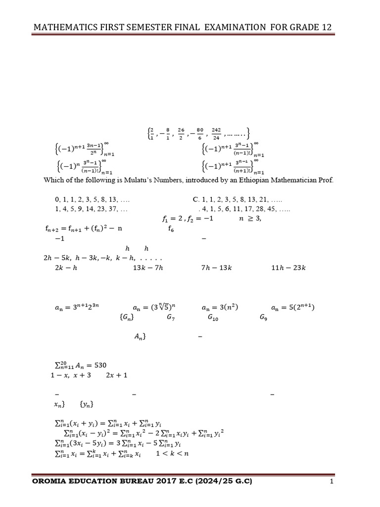FINAL BBO SEM. 1, Math Final Exam G 12 (1) | PDF | Skewness | Mathematics