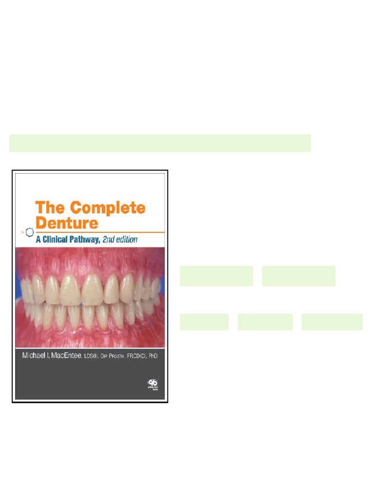 The complete denture a clinical pathway 2nd Edition Michael I. Macentee ...