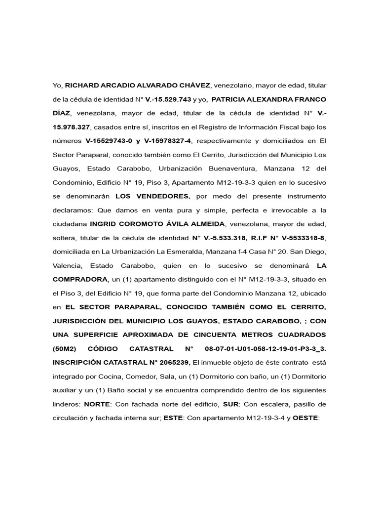 Compra Venta Ingrid Buenaventura PARA EL REGISTRO | PDF