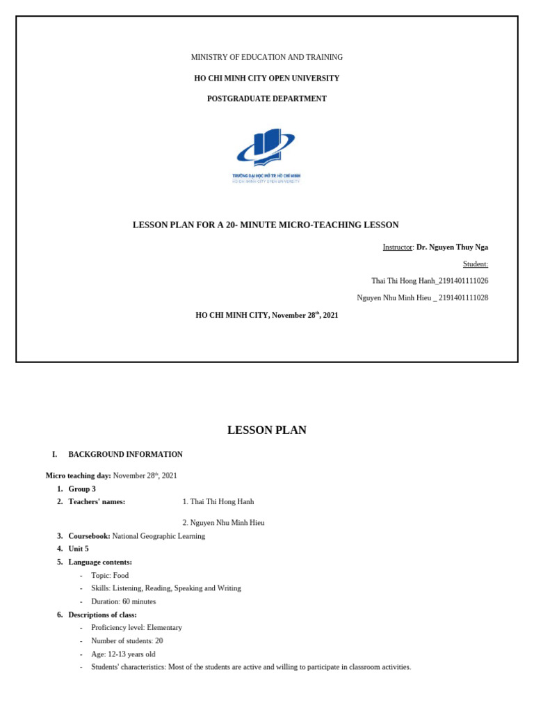 Group 3_Lesson Plan (PBL) | PDF | Menu | Teachers