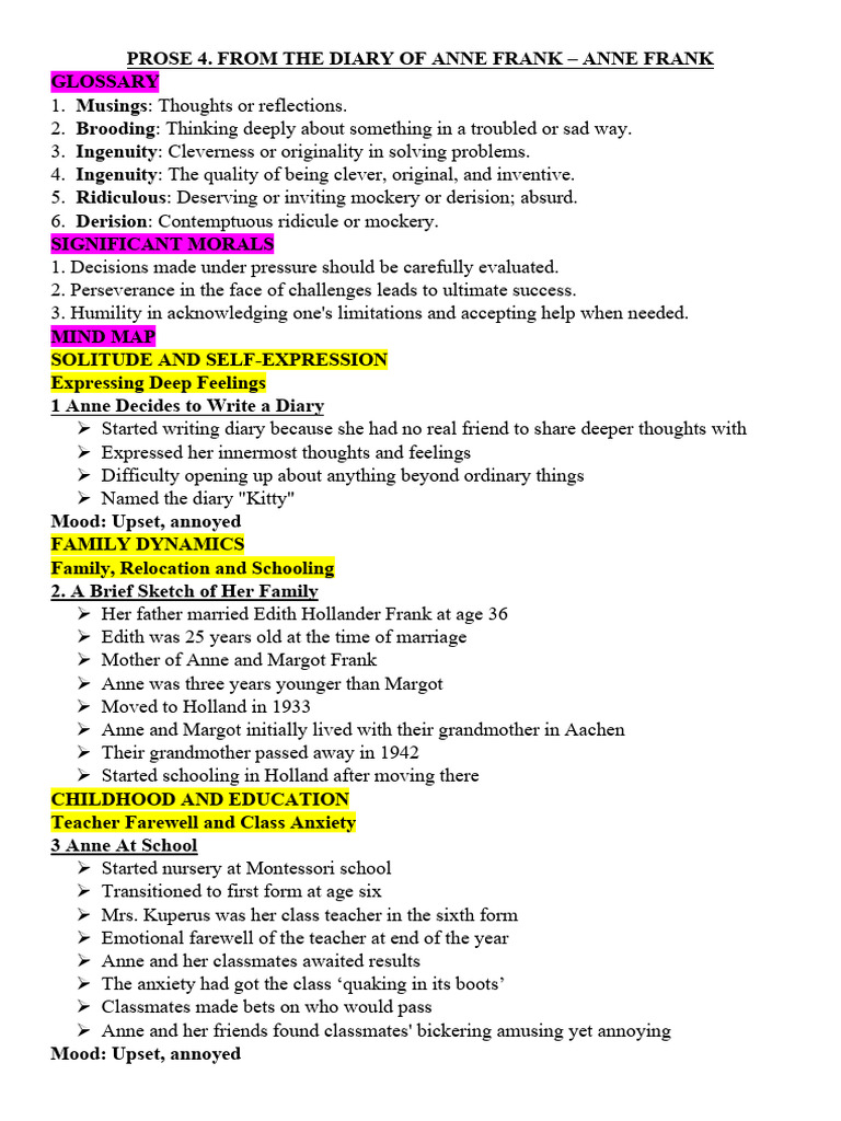 Anne Frank's Diary Insights and Lessons | PDF | Psychology
