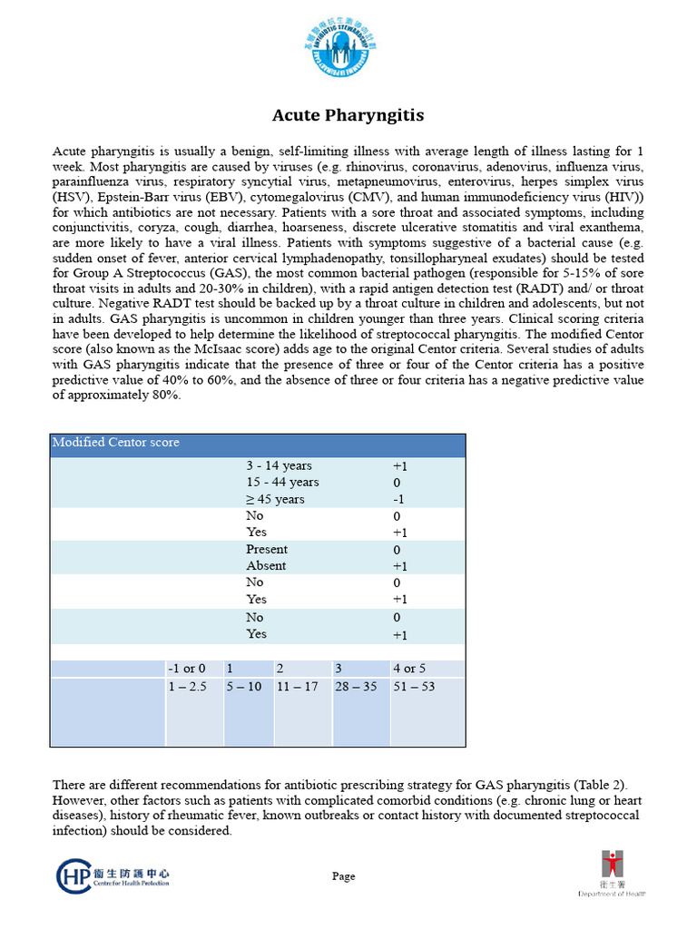 Acute Pharyngitis Diagnosis and Treatment | PDF | Medicine | Clinical ...