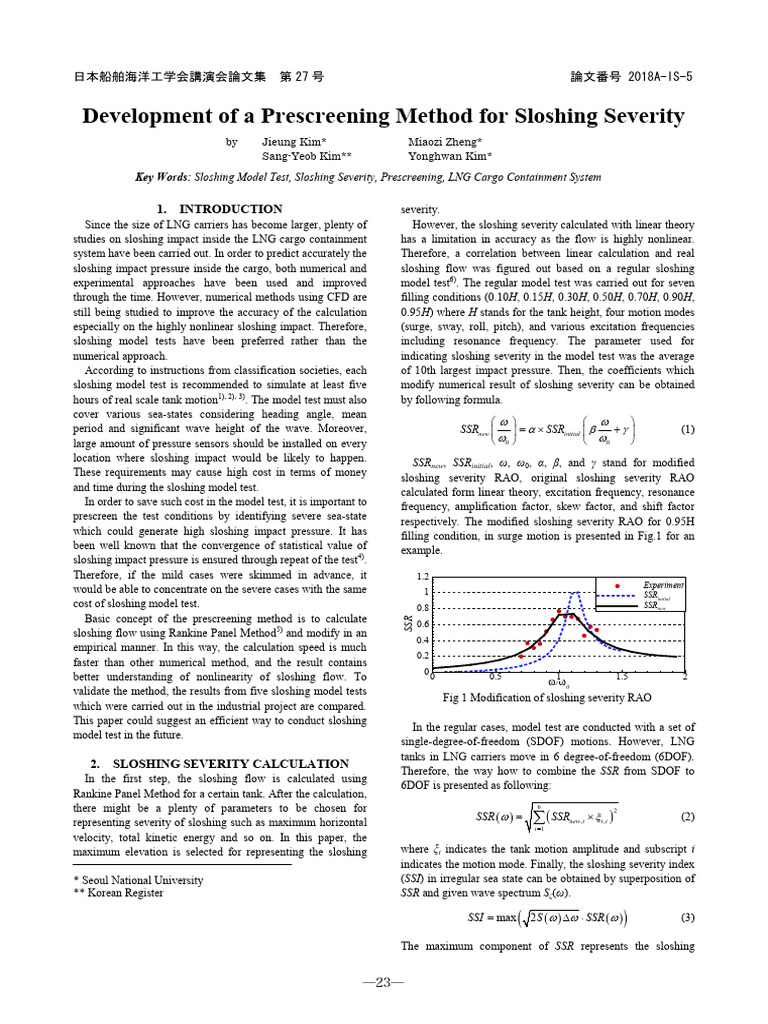 Development of Prescreening Method Fro Sloshing Severity | PDF ...