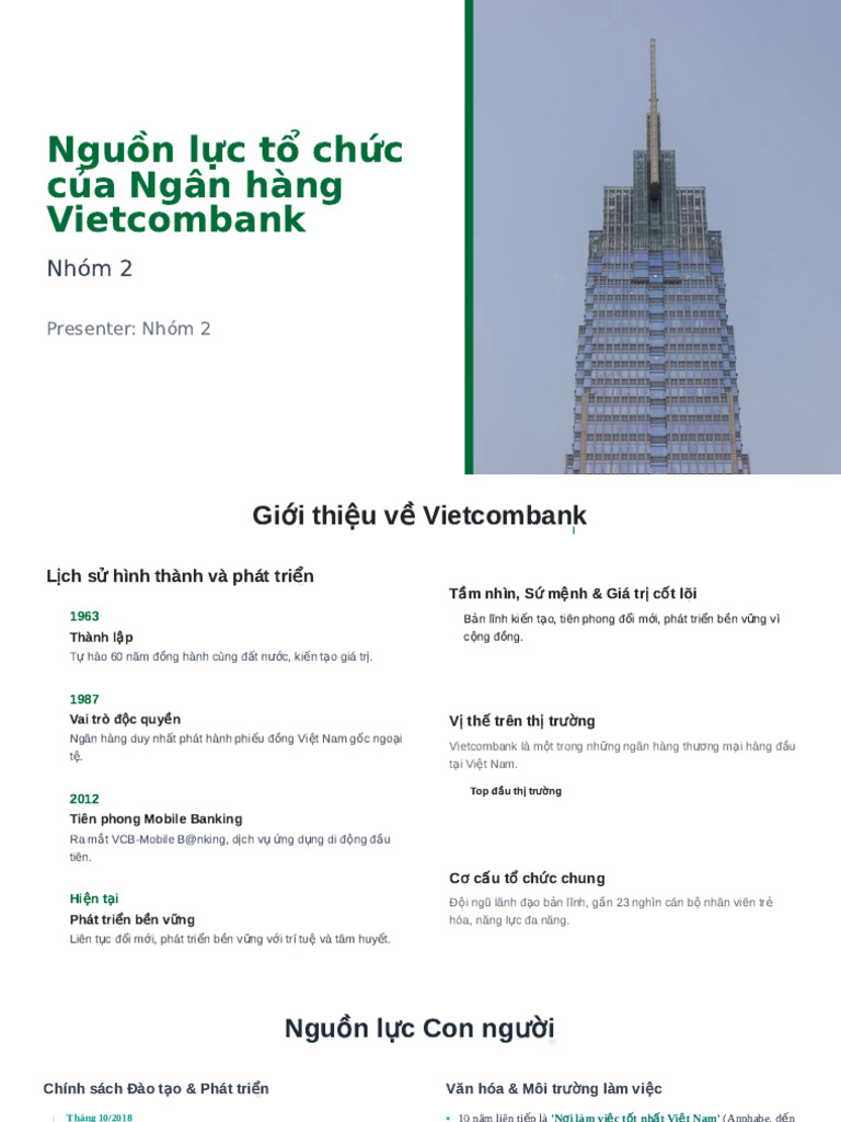 Làm Slide Ngu N L C T CH C Ngân Hàng Vietcombank | PDF