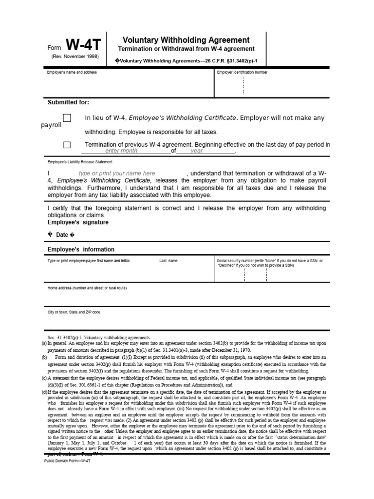 W 4t Word Format Example | PDF | Withholding Tax | Social Security Number
