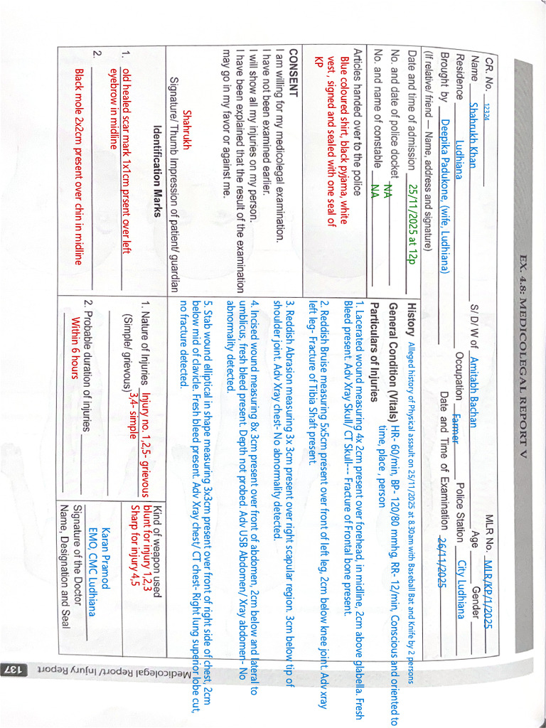MLR physical assault sample | PDF | Traumatology | Injury