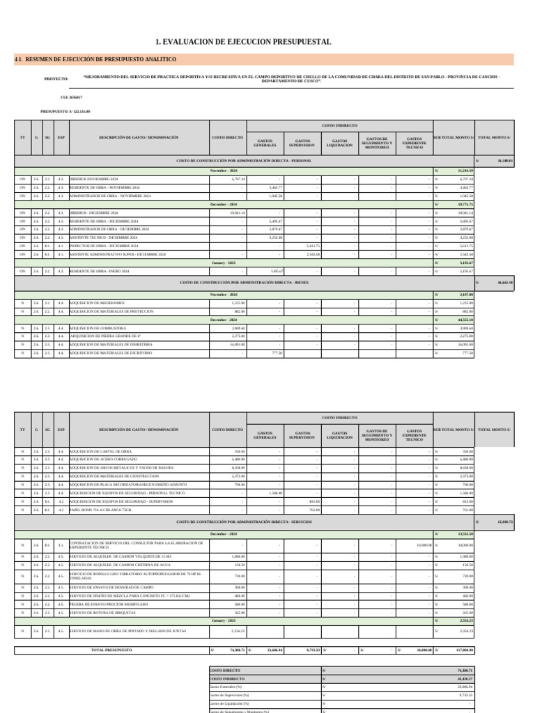 LIQUIDACIÓN FINAN. DE CHULLO ULTI Direct. N° 17-2025 | PDF | Presupuesto