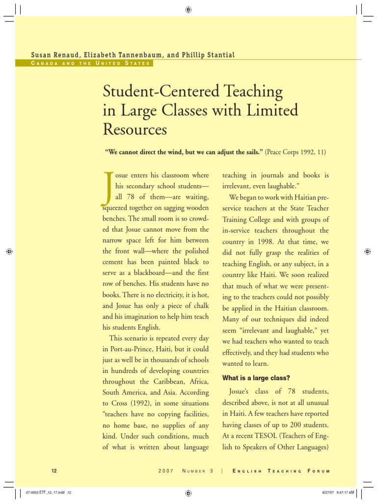 2.4 article | PDF | Teachers | Classroom