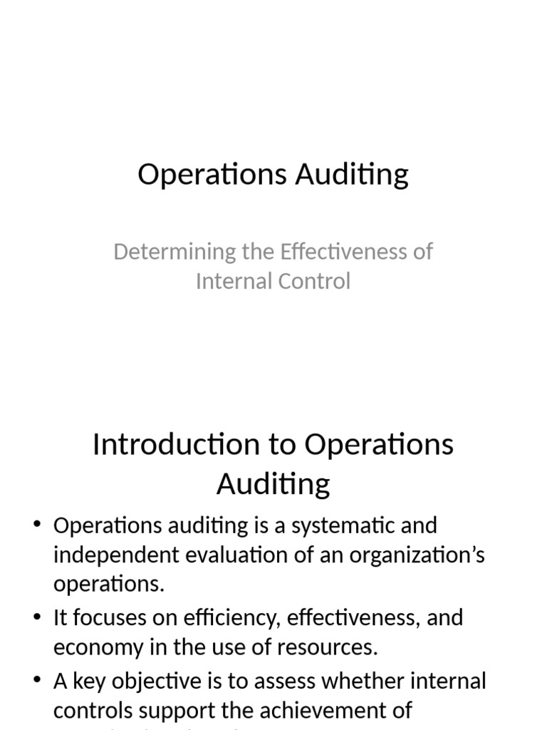 Operations Auditing Internal Control | PDF | Internal Control | Audit
