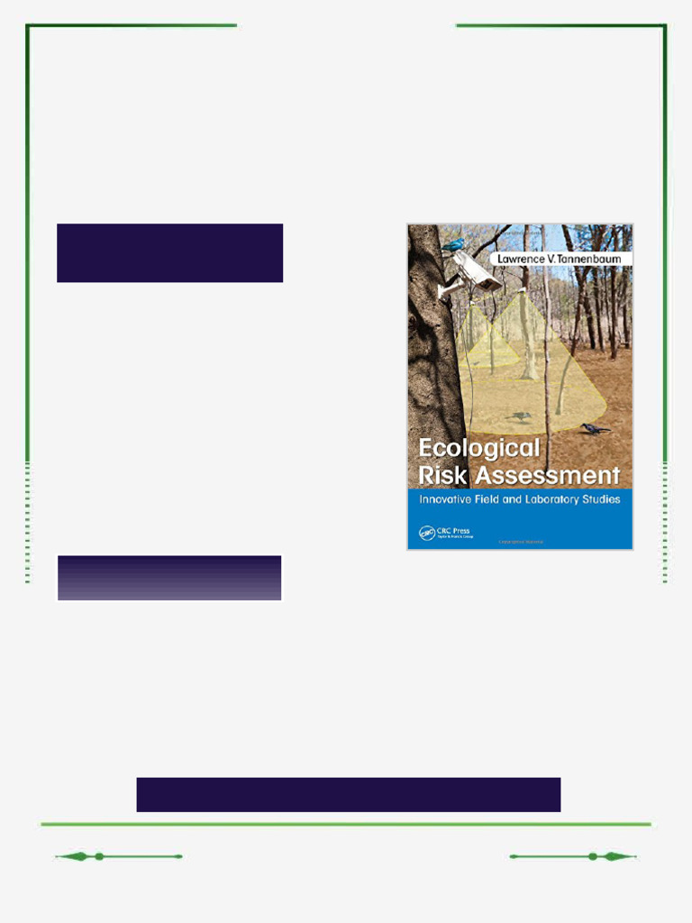 Ecological Risk Assessment: Innovative Field and Laboratory Studies 1st ...
