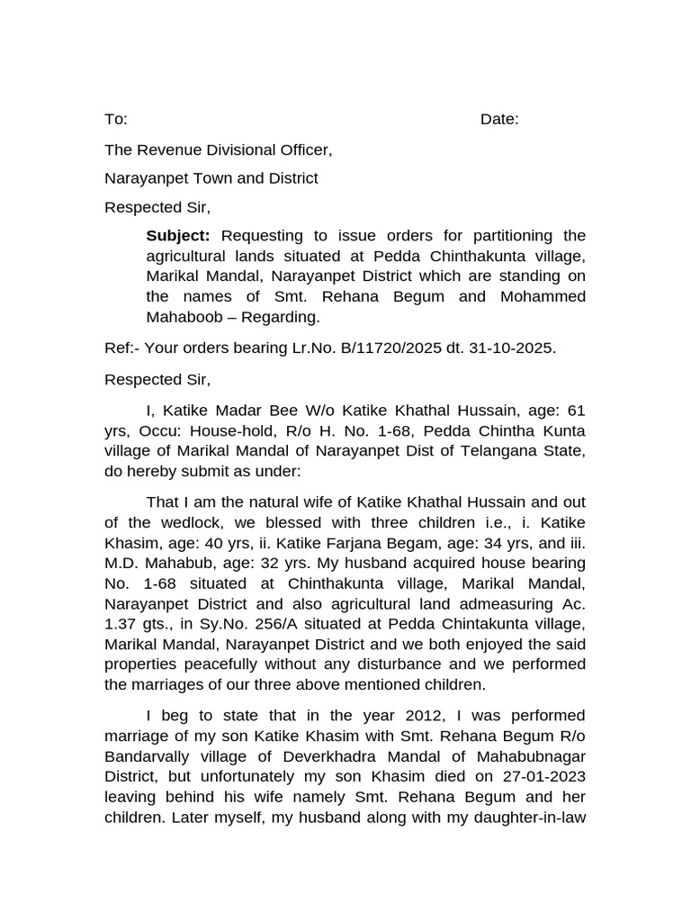 Katike Madhar Bee 2 (1) | PDF | Civil Law (Common Law) | Property Law