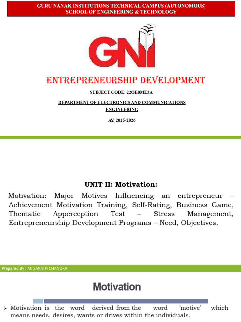 ED_UNIT-II_PPT | PDF | Stress (Biology) | Motivational