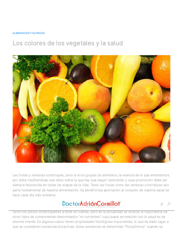 Los colores de los vegetales y la salud - #AdrianCormillot | PDF ...